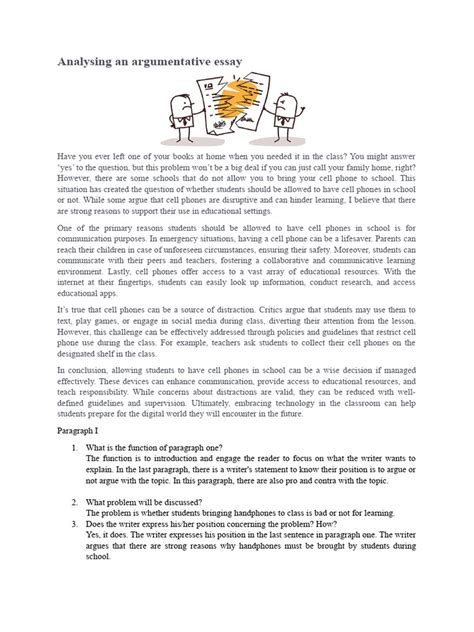 Argumentative Essay Task Pdf Mobile Phones Reason