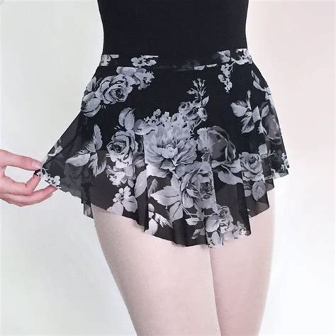 Floral Stretch Mesh Ballet Skirt Black Gray By RoyallDancewear Dance Dresses Dance Skirt