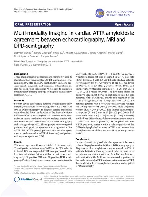 Pdf Multi Modality Imaging In Cardiac Attr Amyloidosis Agreement