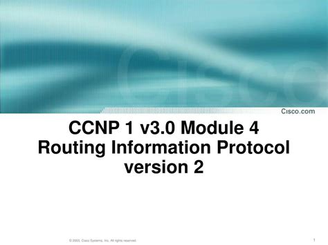 ppt ccnp 1 v3 0 module 4 routing information protocol version 2