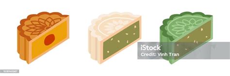 다양한 맛과 재료를 채우는 클립 아트를 가진 월병 1 2 세트 구운 찹쌀 말차 녹차 맛 월병 벡터 디자인 그림 중추절 월병 0명에 대한 스톡 벡터 아트 및 기타 이미지