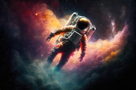 Premium AI Image Artistic Astronaut Floating In The Void Of Space