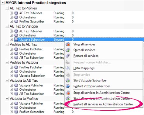 checking restarting and stopping admin centre services and background