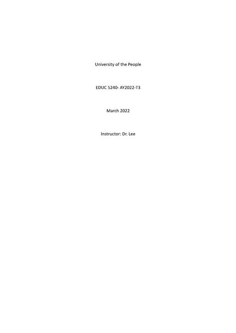 Unit 7 Written Assignment University Of The People Educ 5240 Ay2022