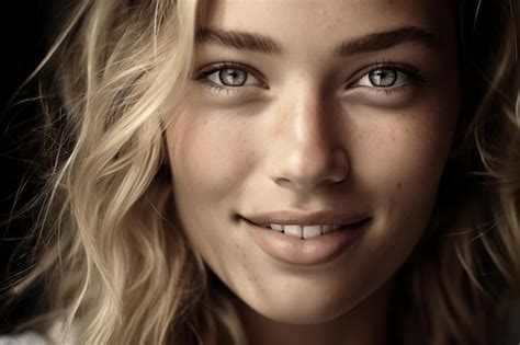 Premium Ai Image Close Up Blond Young Woman With Skin Imperfections