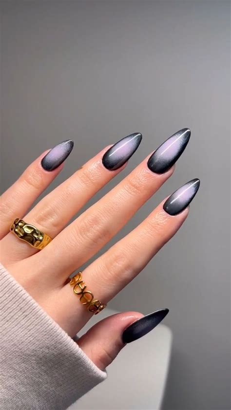 Blue Aura Nails Gel Nails Halo Nails Almond Nails