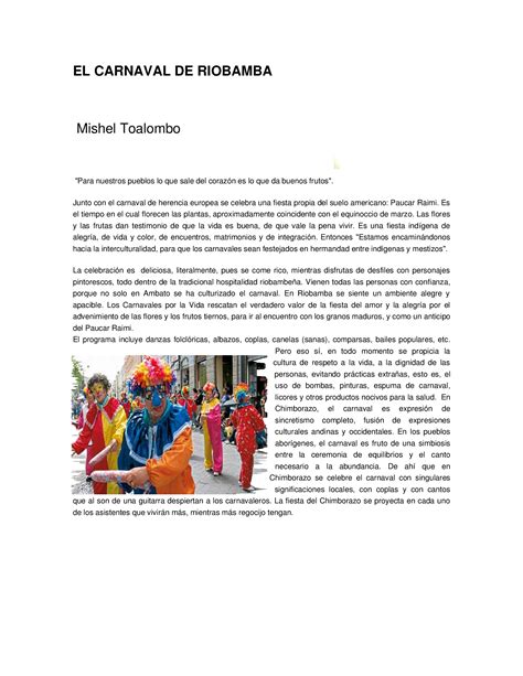 DOCX El Carnaval De Riobamba DOKUMEN TIPS