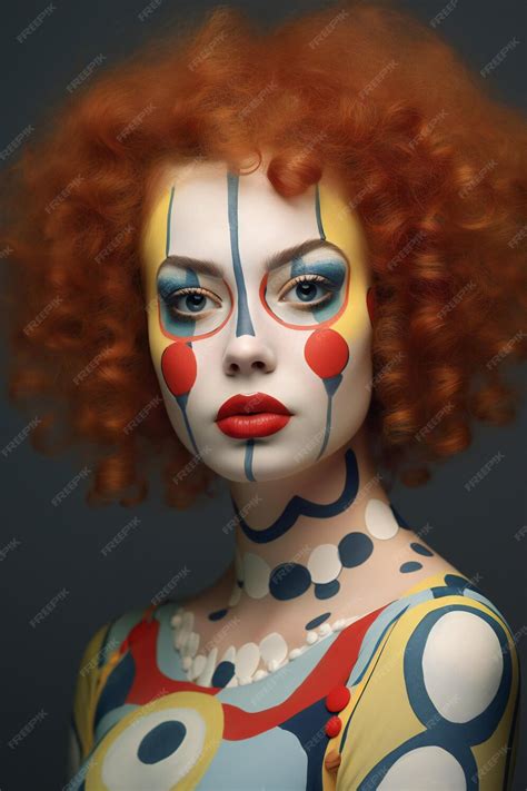 Premium Photo Portrait Of A Redhead Woman With Creative Makeup