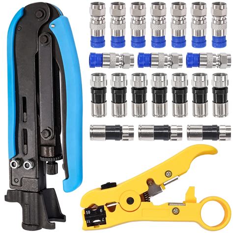 Taiss 12pcs Rg6 F Type Compression Connectors Coaxial Cable Compression