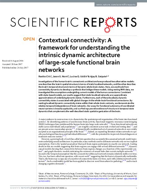 Pdf Contextual Connectivity A Framework For Understanding The
