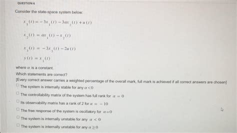 Solved Consider The State Space System Below Chegg Com