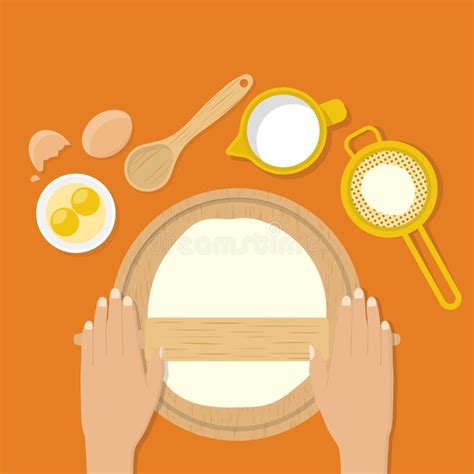 El Panadero Amasa Y Cocinando La Pasta Ilustración Del Vector