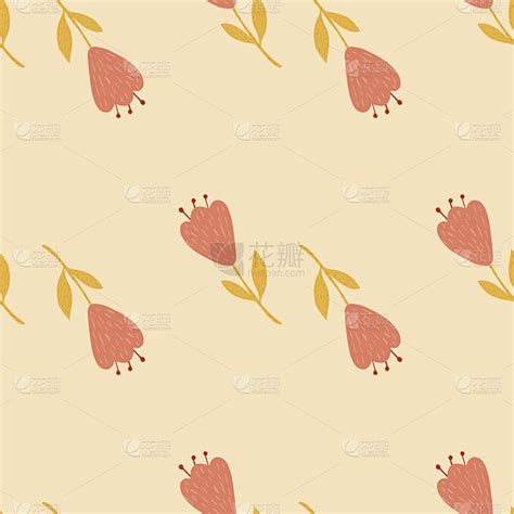 可爱的花无缝图案。手绘字段背景。