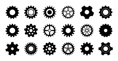 기어 아이콘입니다 산업용 코그휠 엔진의 기어 휠 기계용 톱니바퀴가 달린 원형 바퀴 기술 메커니즘 시계 및 공장에 대한 실루엣