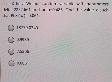Solved Let X Be A Weibull Random Variable With Parameters