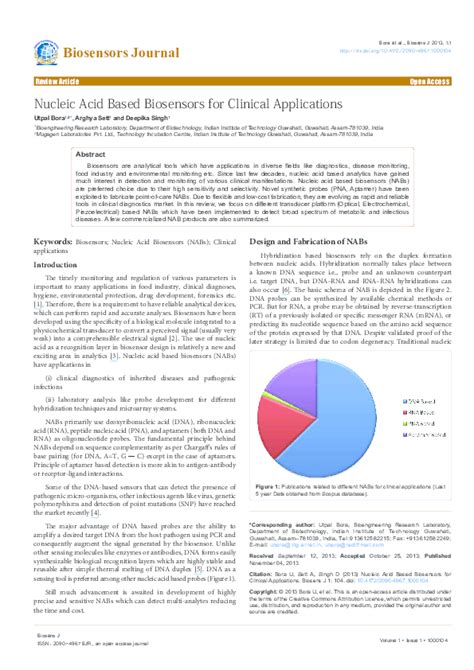 Pdf Nucleic Acid Based Biosensors For Clinical Applications