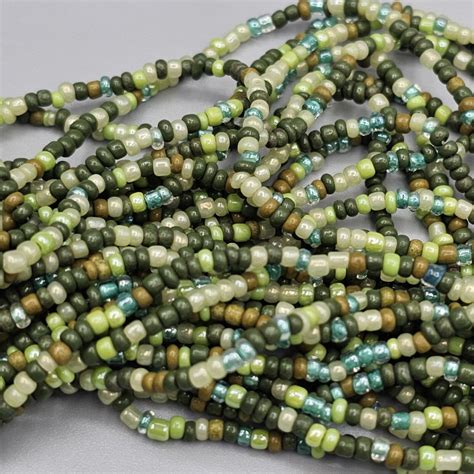 Green Seed Bead Necklace Multistrand Torsade Twist Bo Gem
