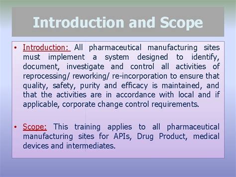 Batch Reworking And Reprocessing Contents Introduction Scope Glossary