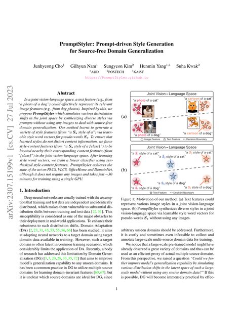 Pdf Promptstyler Prompt Driven Style Generation For Source Free Domain Generalization