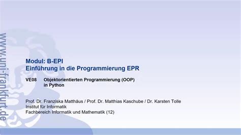VE08 OO Programmierung In Python Teil1