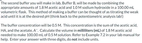 Solved The First Buffer You Will Make In Lab Buffer A Will