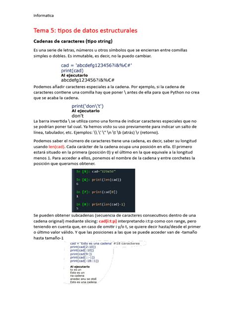 Tema 5 Pdf Cadena Informática Datos De Computadora