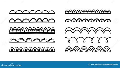 Doodle Scalloped Edge Seamless Brush Stroke Hand Drawn Scalloped Border Fabric Laces