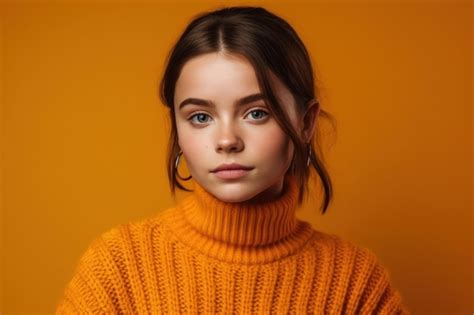 Retrato De Una Linda Y Agradable Chica Que Se Ve Bien En La Cámara
