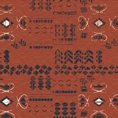 Mock Mudcloth Linen Multi Rust Spoonflower