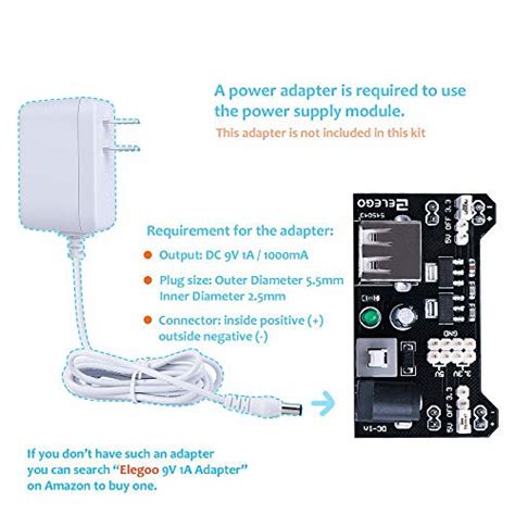 elegoo upgraded electronics fun kit w power supply module jumper wire