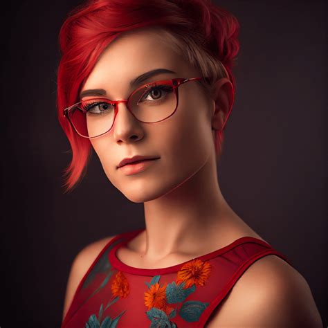 Woman In A Red Flower Dress R Aiart