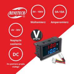 AMPEROMIERZ WOLTOMIERZ 100V 10A PRĄD STAŁY DC