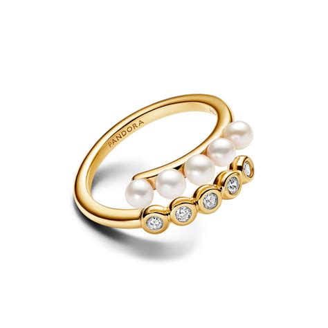 Pandora Treated Freshwater Cultured Pearls And Stones Open Ring