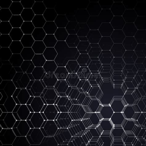Chemistry 3d Pattern Hexagonal Molecule Structure On Black Scientific Medical Research