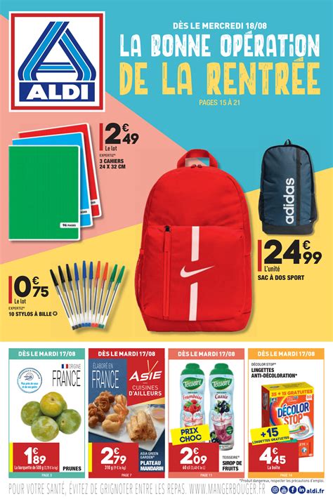 Arrivage Aldi catalogue rentrée scolaire cuisine plantes et fleurs du au août