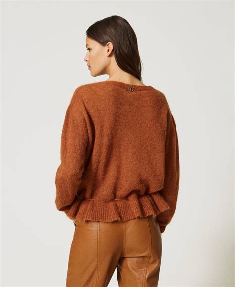 Mohair And Alpaca Seamless Jumper Woman Brown Twinset Milano