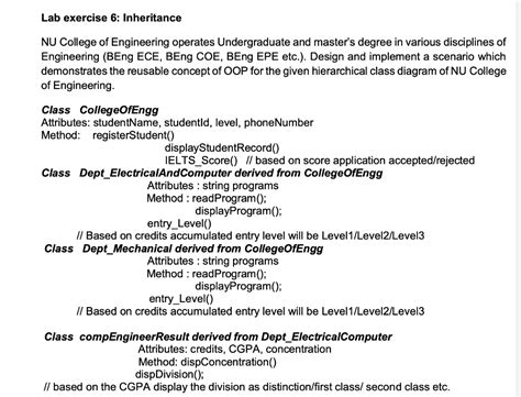 Solved Lab Exercise Inheritance NU College Of Engineering Chegg