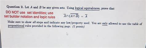 Solved Question Let A And B Be Any Given Sets Using Chegg