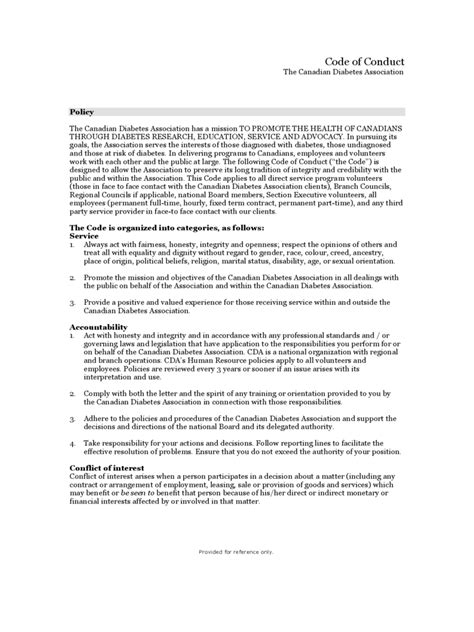 Code Of Conduct Template Free