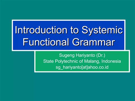 Systemic Functional Grammar Ppt