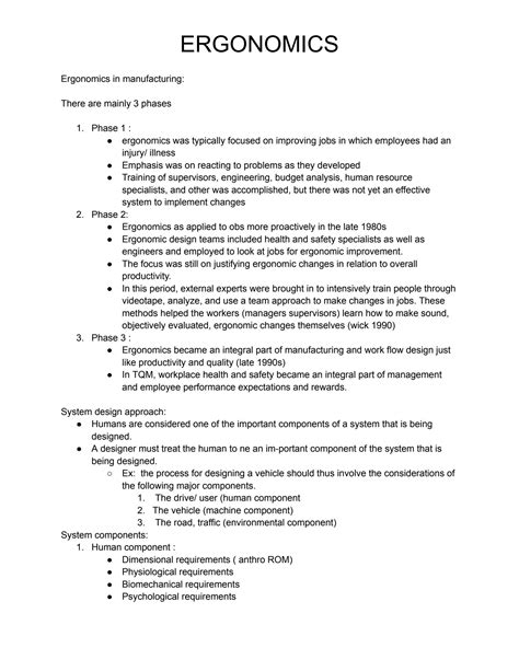 SOLUTION Ergonomics Notes Studypool