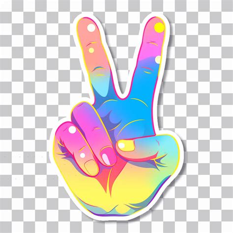 Rainbow Hand Peace Sticker Colorful Unity Free Png Sticker