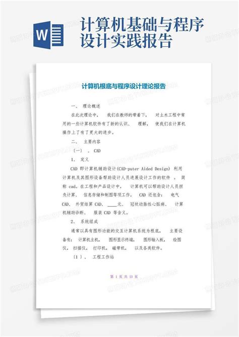 计算机基础与程序设计实践报告word模板下载编号lgaekdvk熊猫办公