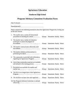 Program Advisory Committee Evaluation Doc Template PdfFiller