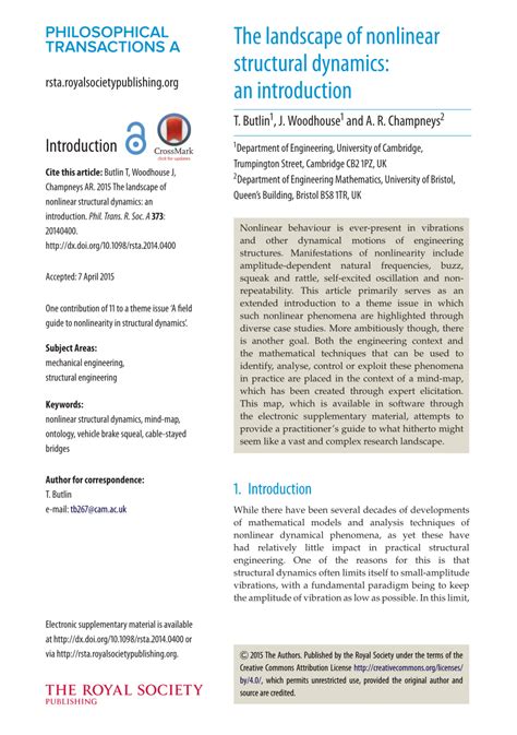 Pdf The Landscape Of Nonlinear Structural Dynamics An Introduction