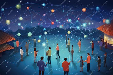 Global Communication Concept With People Silhouettes And Social Network Connection Vector