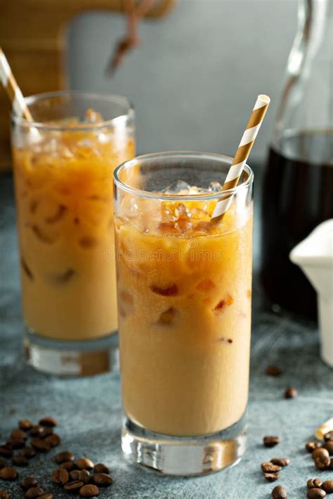 Cold Brew Iced Coffee In Tall Glasses Stock Photo Image Of Healthy