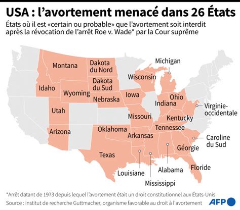 Carte États Unis Ces États Où Le Droit à Lavortement Est En Danger