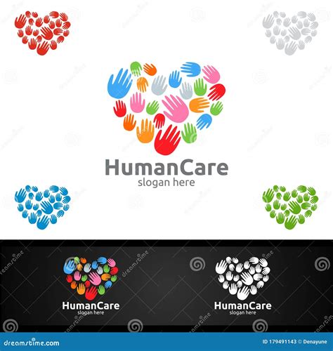 Love Hand And Health Care With Heart Logo Design For Education Yoga