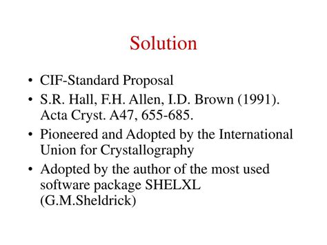 Ppt The Crystallographic Information File Cif Description And Usage